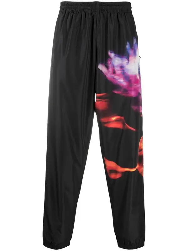 COUNTY OF MILAN Flower Print Track Pants - Black