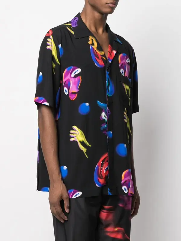 COUNTY OF MILAN Crazy Faces Print Shirt