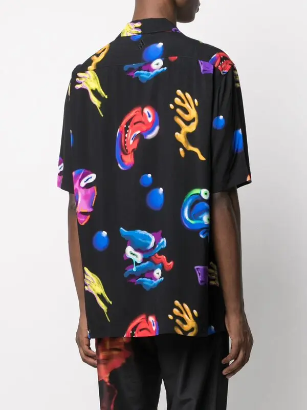 COUNTY OF MILAN Crazy Faces Print Shirt