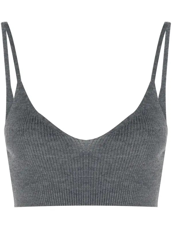 Cashmere In Love Ribbed-knit Cropped Top - Grey