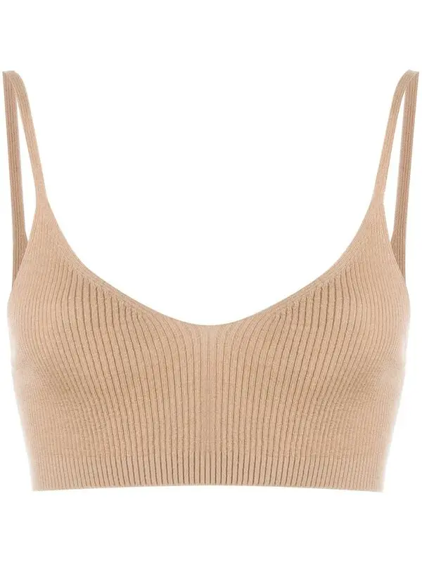 Cashmere In Love Ribbed-knit Cropped Top - Neutrals
