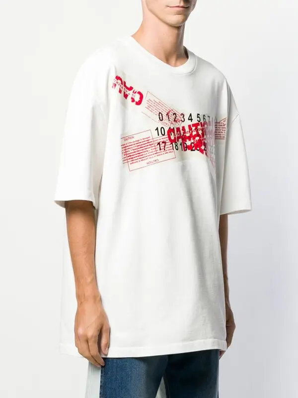 Maison Margiela Caution Tape Print T-Shirt - White | Editorialist