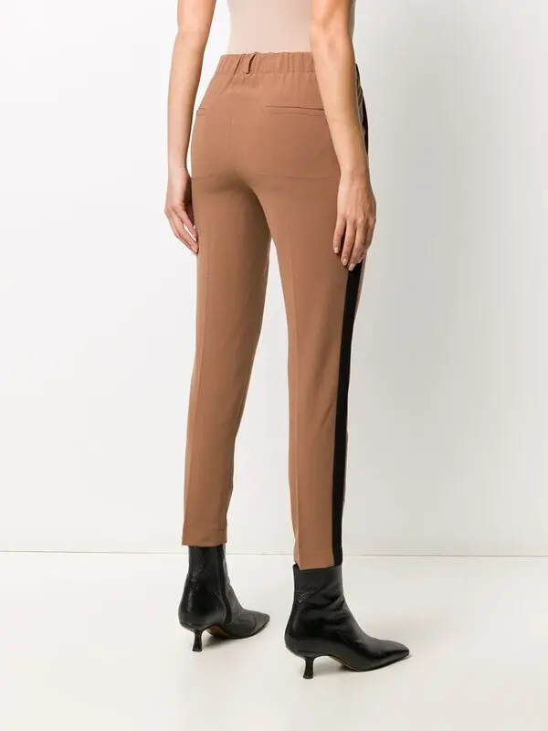 BLANCA VITA Side-stripe Slim Trousers - Brown