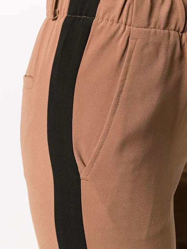 BLANCA VITA Side-stripe Slim Trousers - Brown