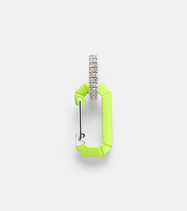 EERA Chiara 18kt White Gold And Diamond Single Earring - Green