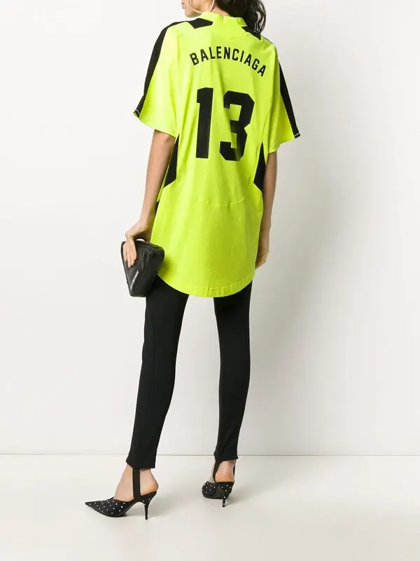Balenciaga Logo Print Football T-Shirt - Yellow | Editorialist