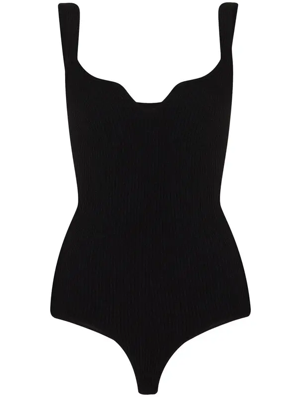 Khaite The Yves Ribbed-knit Bodysuit - Black