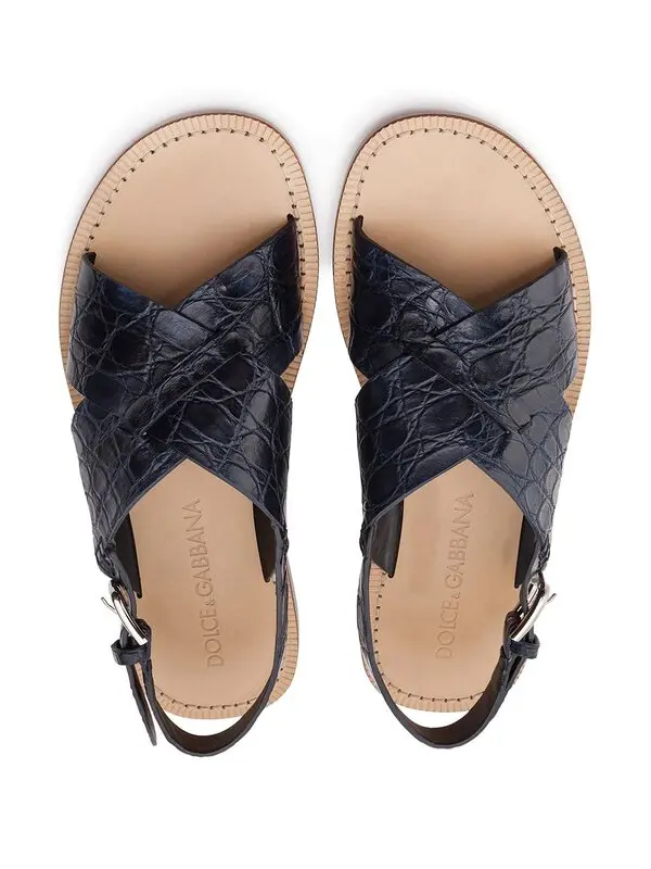 Dolce & Gabbana Crossover-strap Leather Sandals - Blue