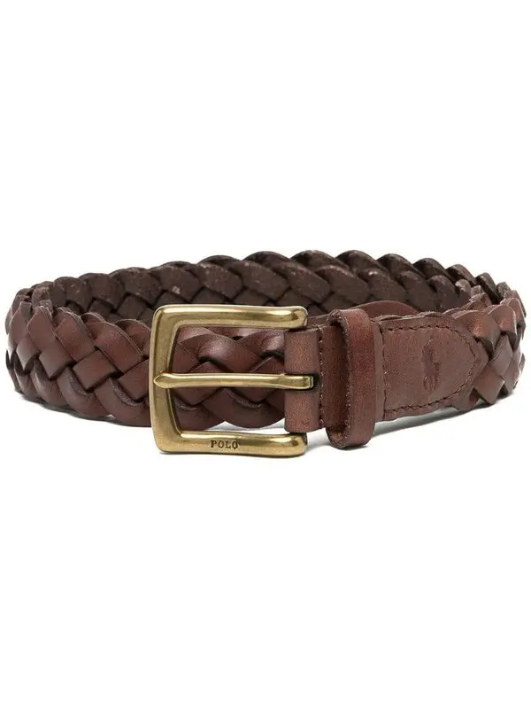 Polo Ralph Lauren Vegan Leather Braided Belt - Brown
