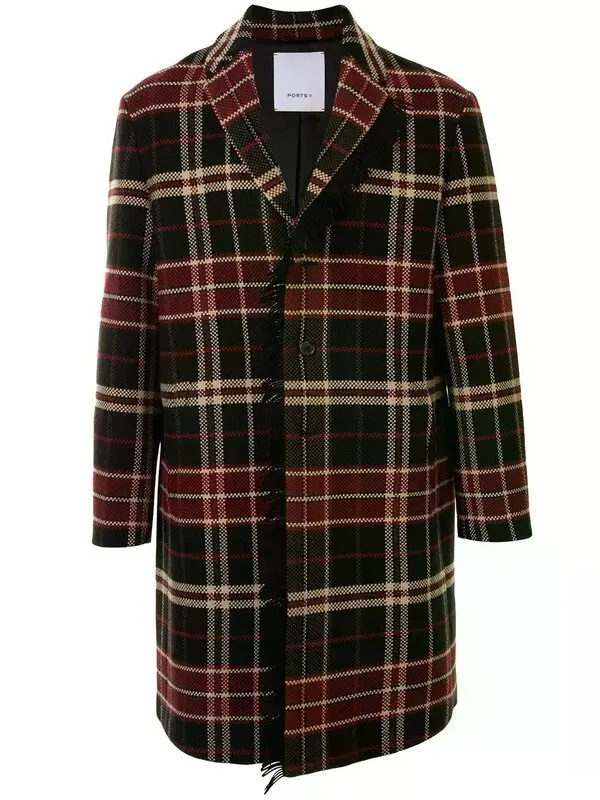 PORTS V Checkered Single-breasted Coat