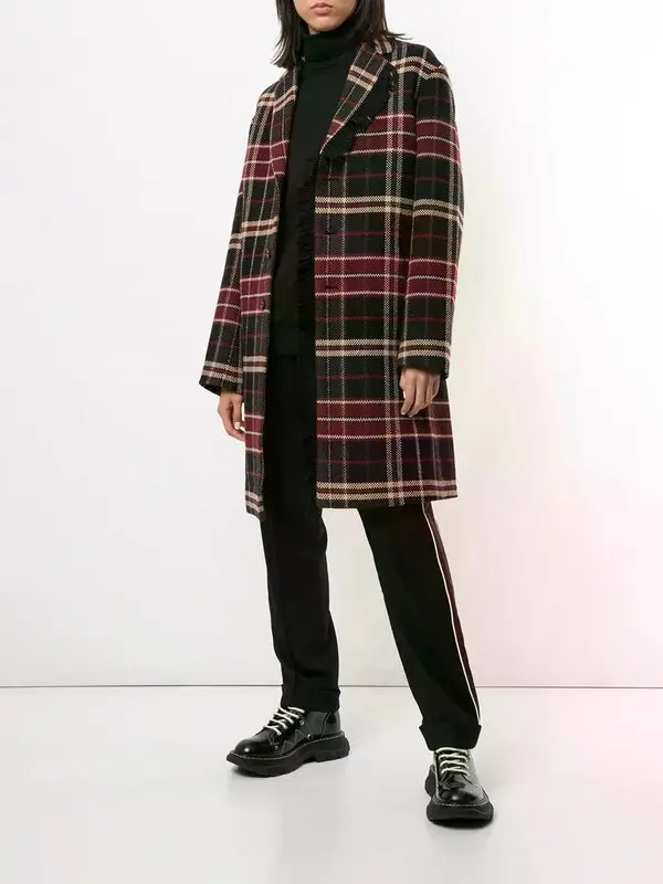 PORTS V Checkered Single-breasted Coat