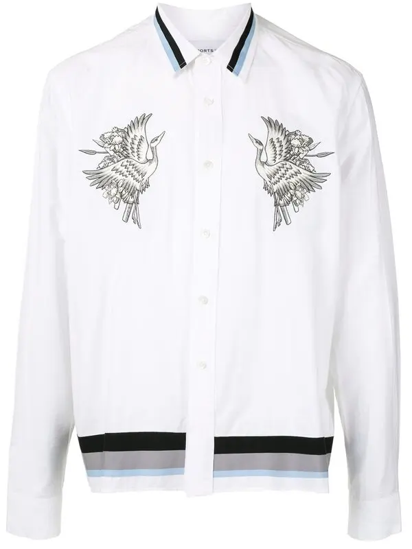 PORTS V Striped-edge Shirt - White