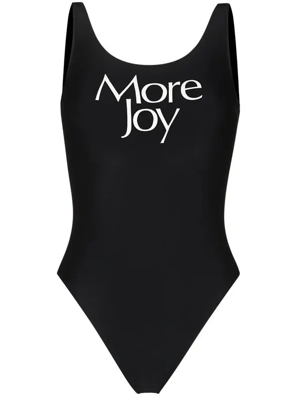 MORE JOY Logo Print Swimsuit - Black