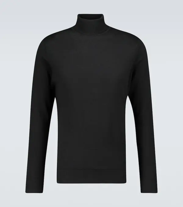 Sunspel Wool Turtleneck Sweater - Black