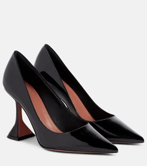 Amina Muaddi Ami Patent Leather Pumps - Black