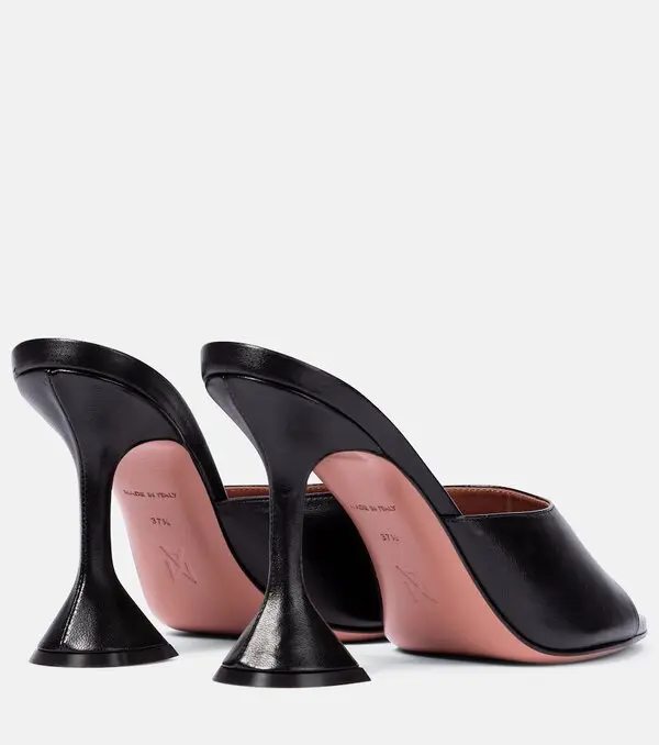 Amina Muaddi Lupita Leather Mules - Black