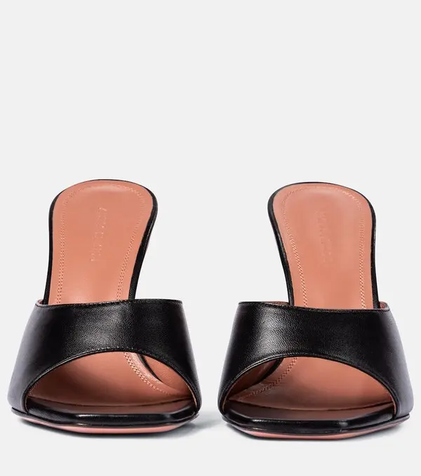 Amina Muaddi Lupita Leather Mules - Black