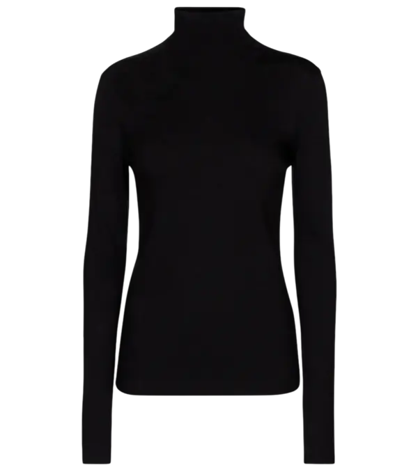 Vince Essential Turtleneck Cotton Top - Black