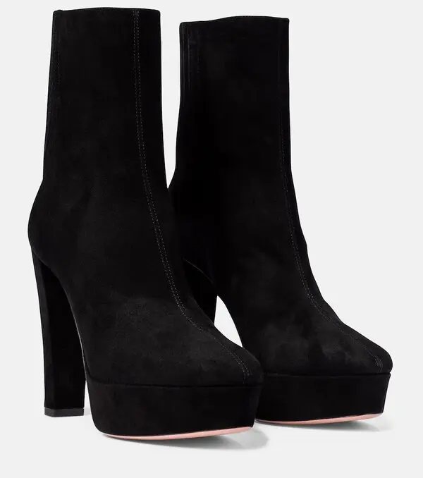 AQUAZZURA Saint Honore 120 Suede Platform Ankle Boots