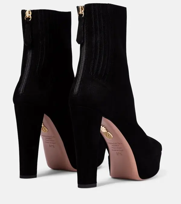 AQUAZZURA Saint Honore 120 Suede Platform Ankle Boots