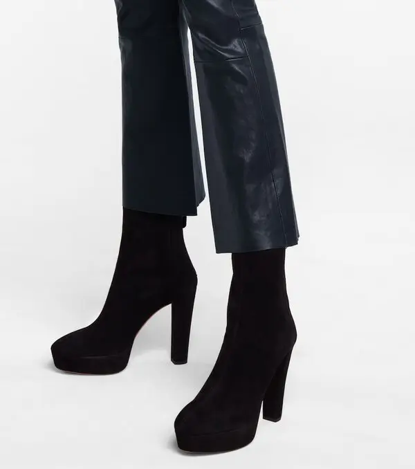 AQUAZZURA Saint Honore 120 Suede Platform Ankle Boots