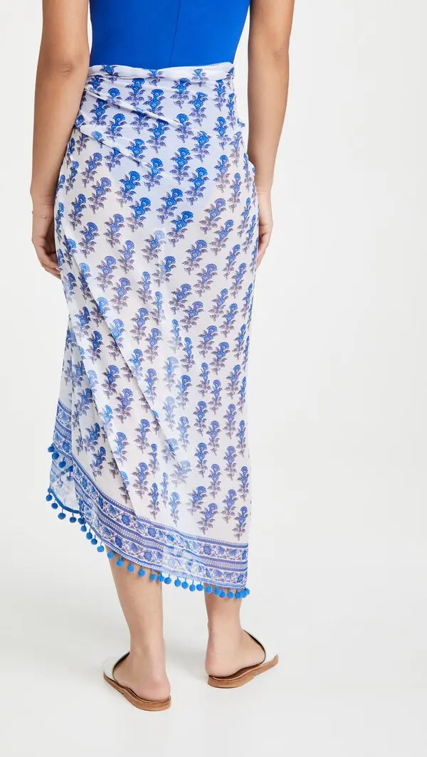 Playa Lucila Border Print Sarong - Blue