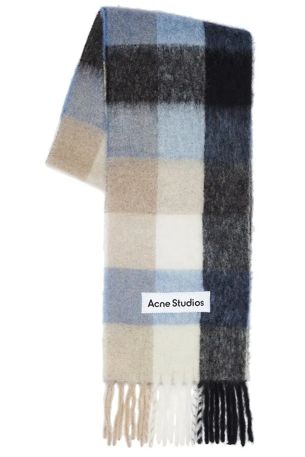 Acne Studios Scarf In Brown - Blue  Beige  & Black