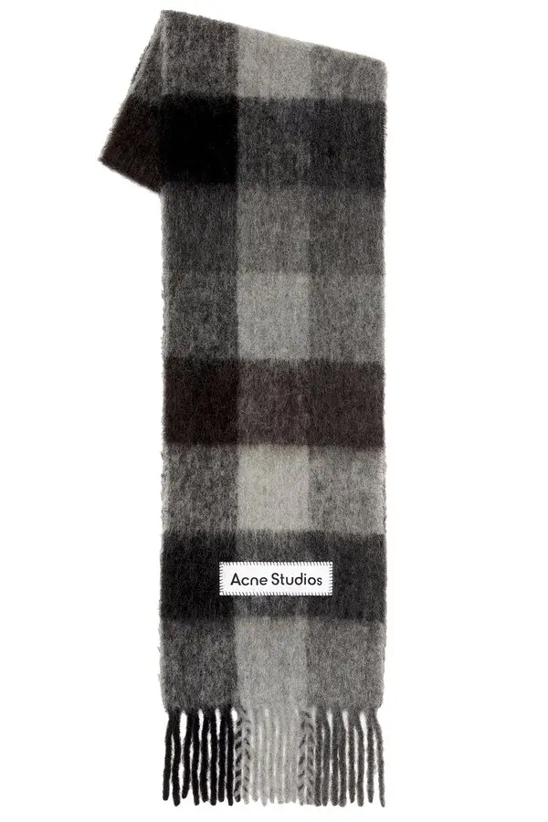 Acne Studios Scarf In Brown - Dark Black  Grey  Dark Grey