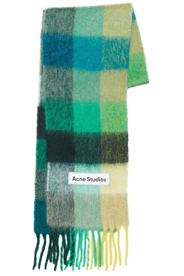 Acne Studios Scarf In Brown - Jade Green & Yellow