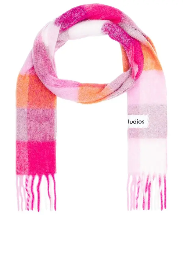 Acne Studios Vally Scarf In Yellow - Pink  Fuchsia  & White