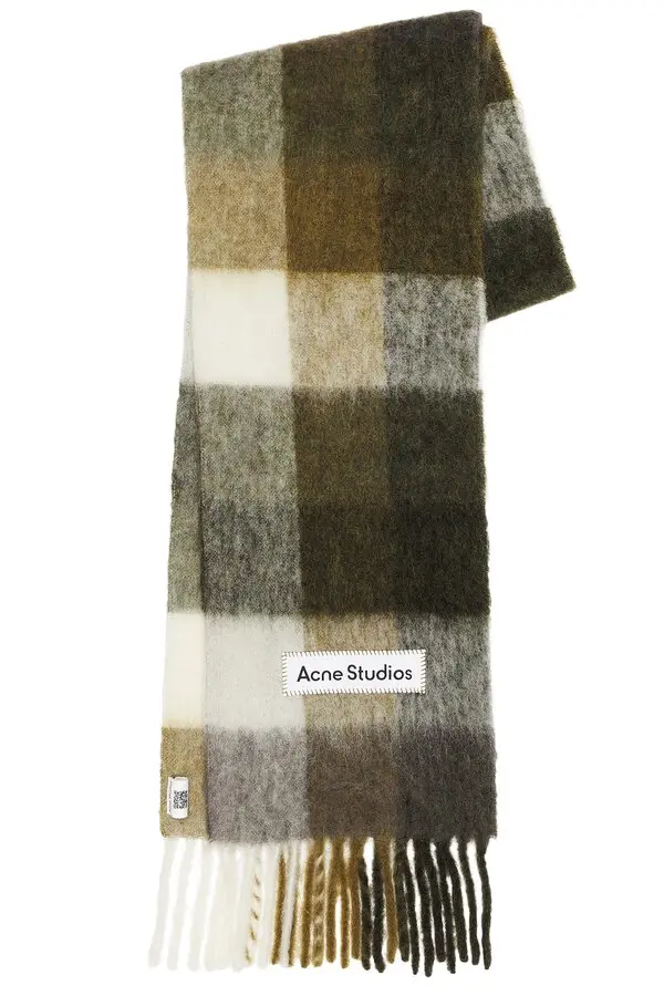 Acne Studios Scarf In Brown - Taupe  Green  & Black