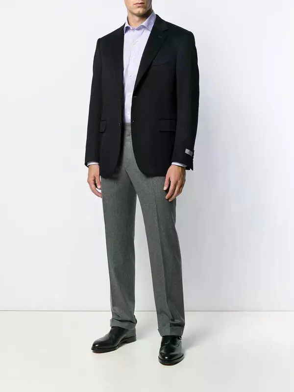 Canali Straight Leg Wool Trousers - Grey