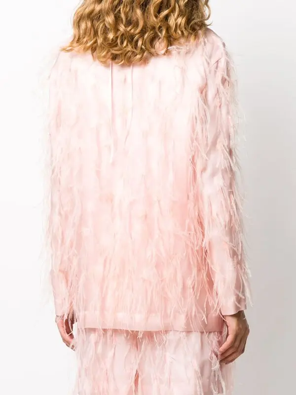 Emilio Pucci Feather Embroidery Silk Blouse
