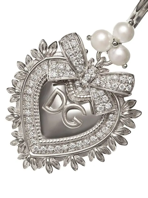 Dolce & Gabbana 18k White Gold Devotion Diamond And Pearl Earrings