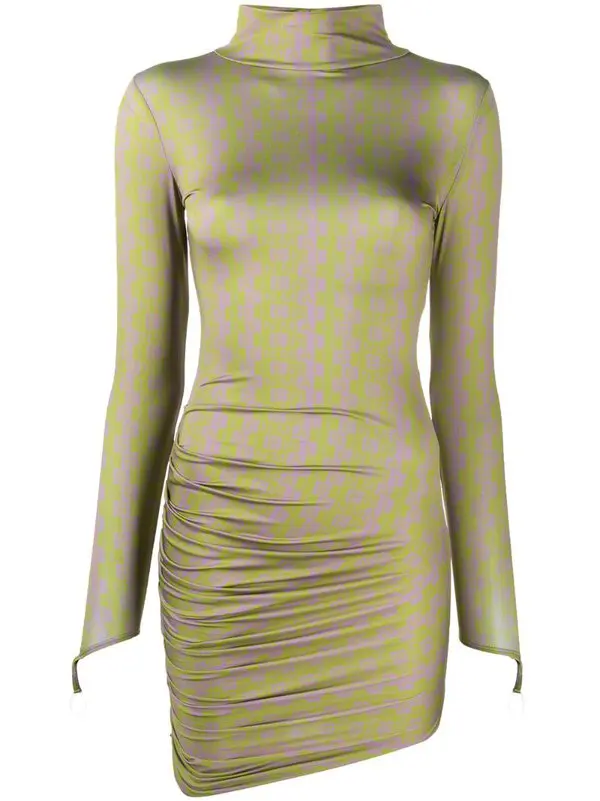 MAISIE WILEN Asymmetric Hem Geometric-print Dress