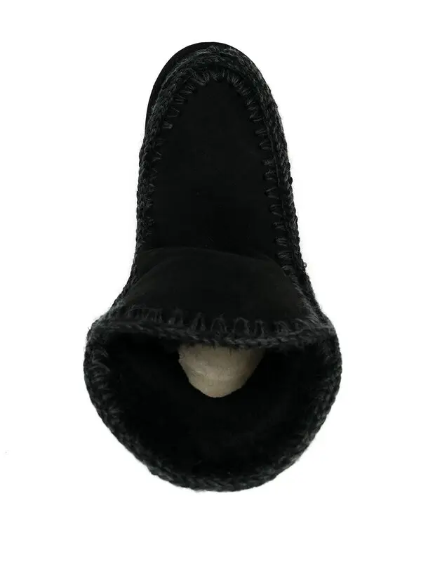 Mou Crochet Stitch-trim Wedge Boots