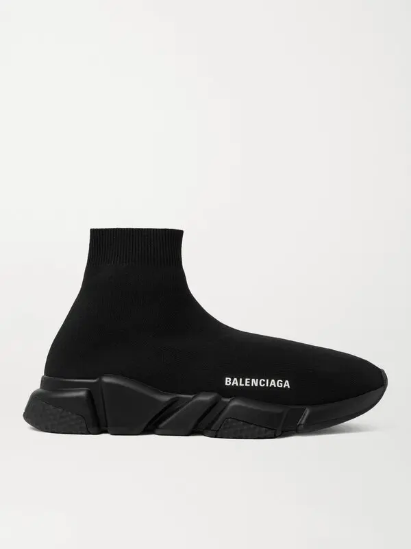 Balenciaga Speed Stretch-knit Slip-on Sneakers - Black