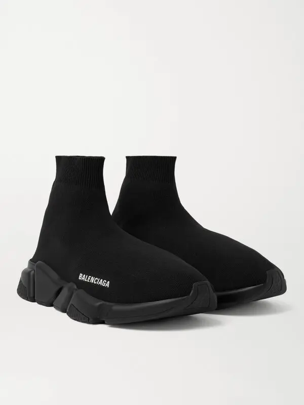 Balenciaga Speed Stretch-knit Slip-on Sneakers - Black