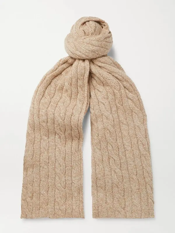 Loro Piana Cable-knit Baby Cashmere Scarf - Brown