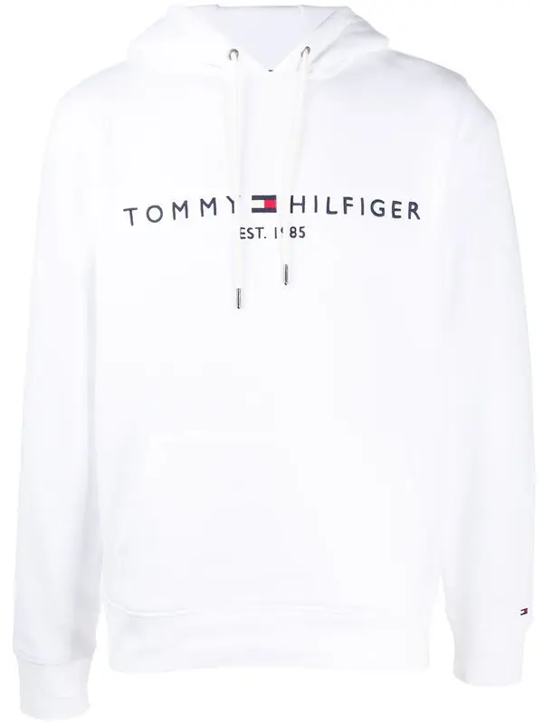 Tommy Hilfiger Embroidered Logo Drawstring Hoodie - White