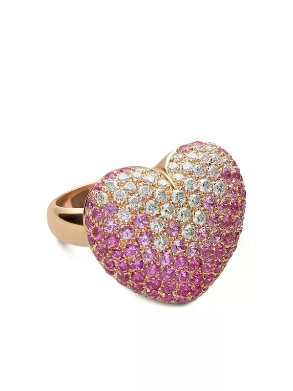 LEO PIZZO 18k Rose Gold Amore Diamond And Sapphire Heart Ring - Pink