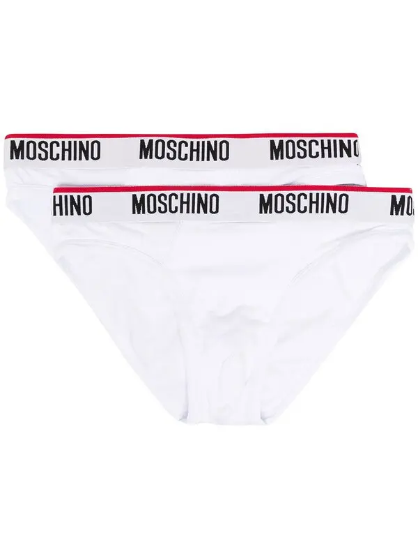 Moschino Logo Waistband Briefs - White