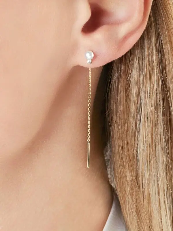 Yoko London Trend Diamond And Pearl Drop Earrings