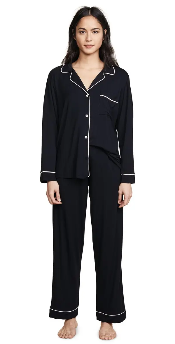 Eberjey Gisele Pajama Set - Black/sorbet Pink