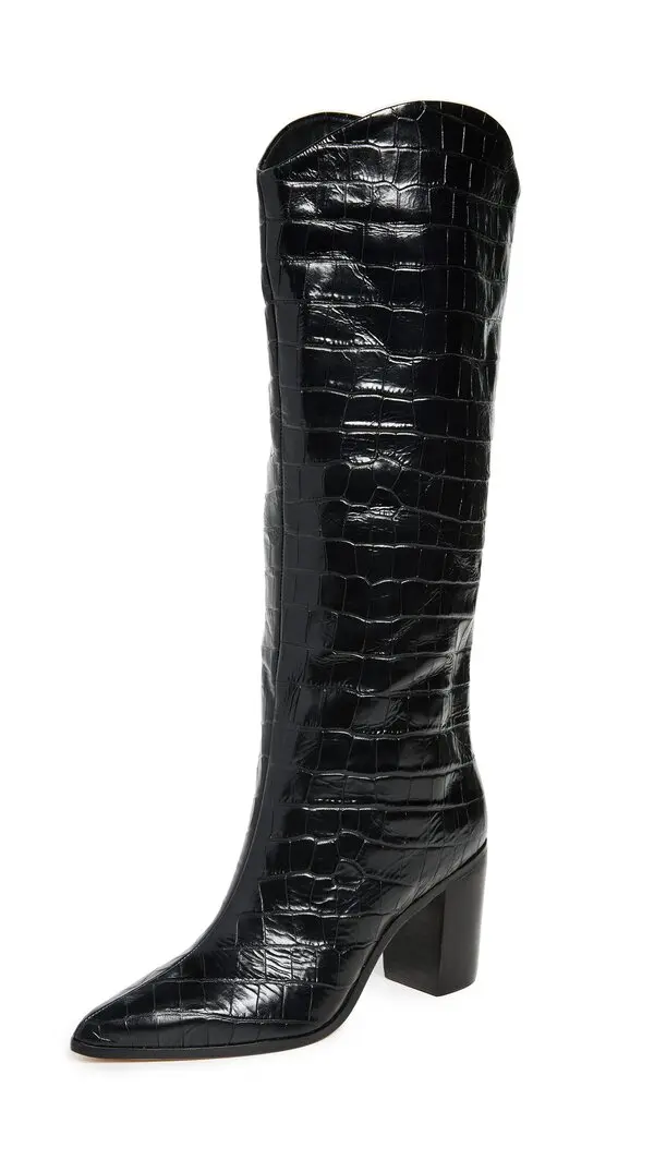 Schutz Maryana Block Leather Boots - Black | Editorialist