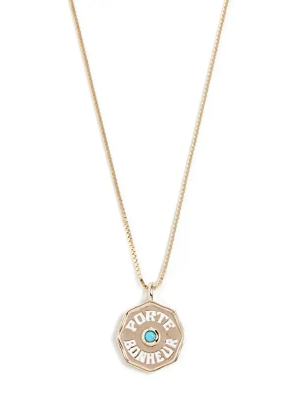 MARLO LAZ 14k Mini Porte Bonheur Coin Necklace