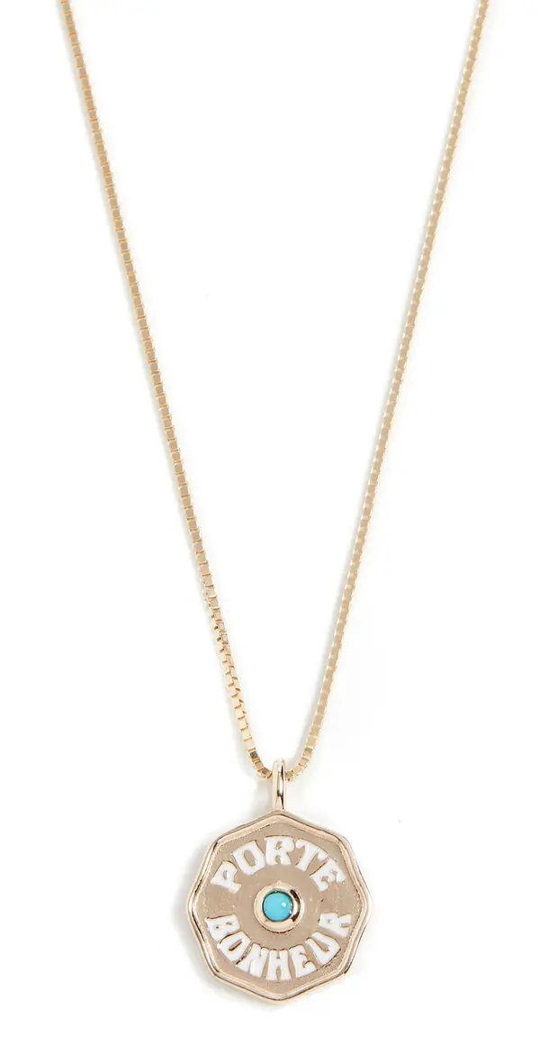 MARLO LAZ 14k Mini Porte Bonheur Coin Necklace