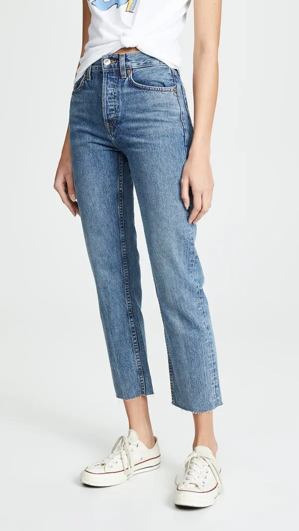 RE/DONE High-rise Stove Pipe Jeans - Medium Vain