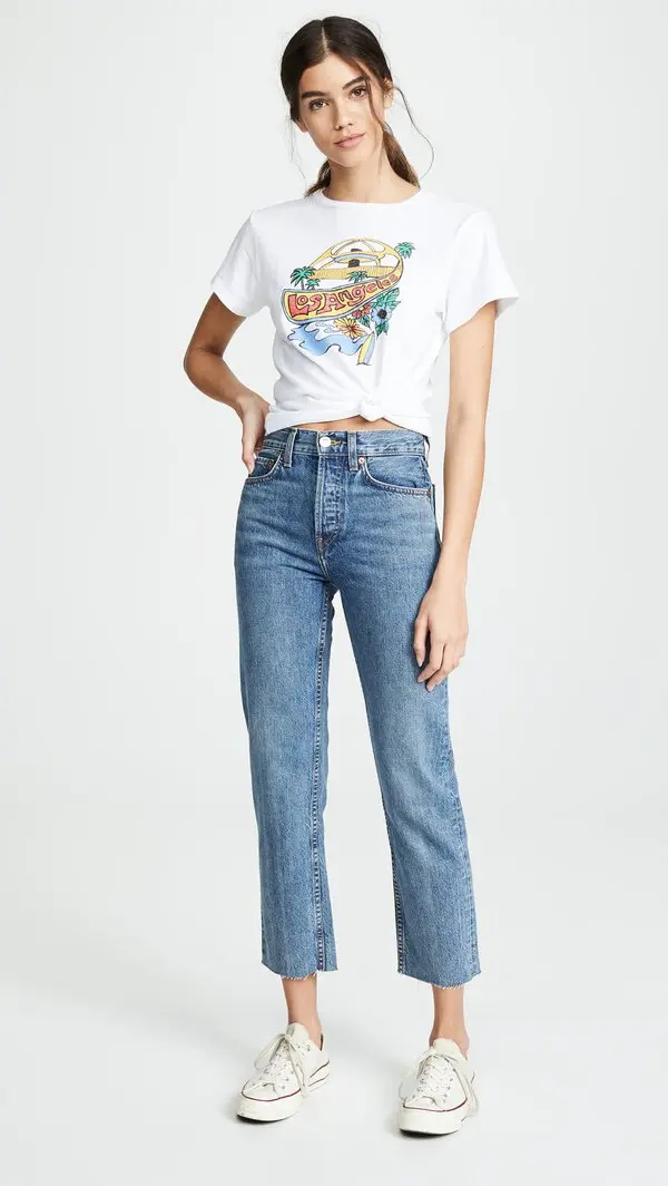 RE/DONE High-rise Stove Pipe Jeans - Medium Vain