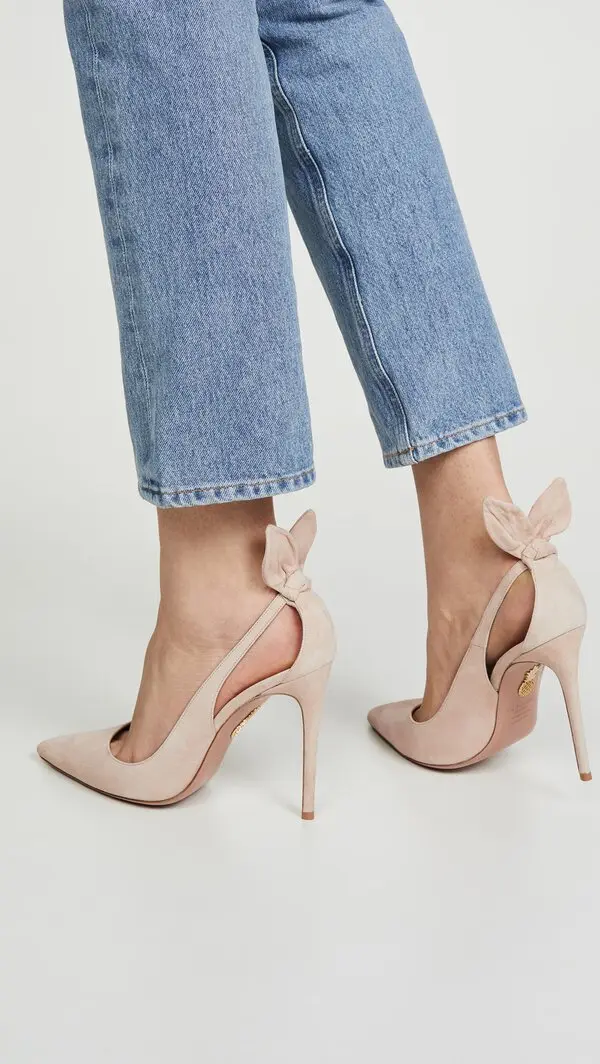 AQUAZZURA 105mm Bow Tie Pumps - Honey